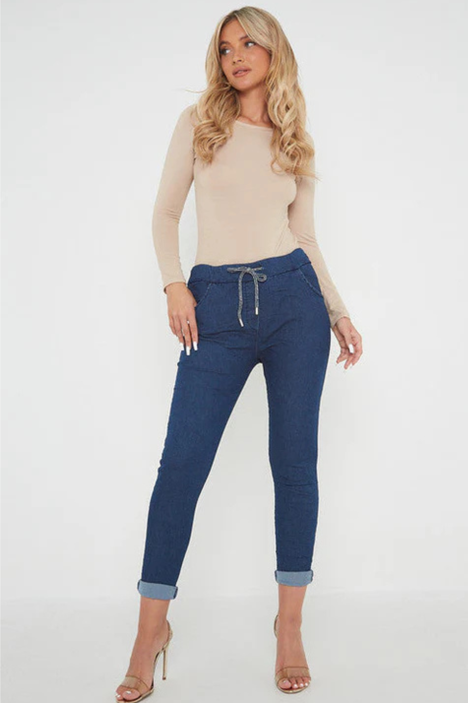 Made in Italy Magic Pants- Dark blue denim – Shape Wear Shop