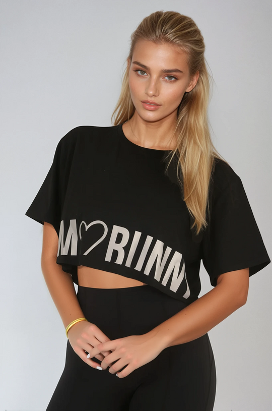 Gym Bunny loose fit crop top- Black – Shape Wear Shop