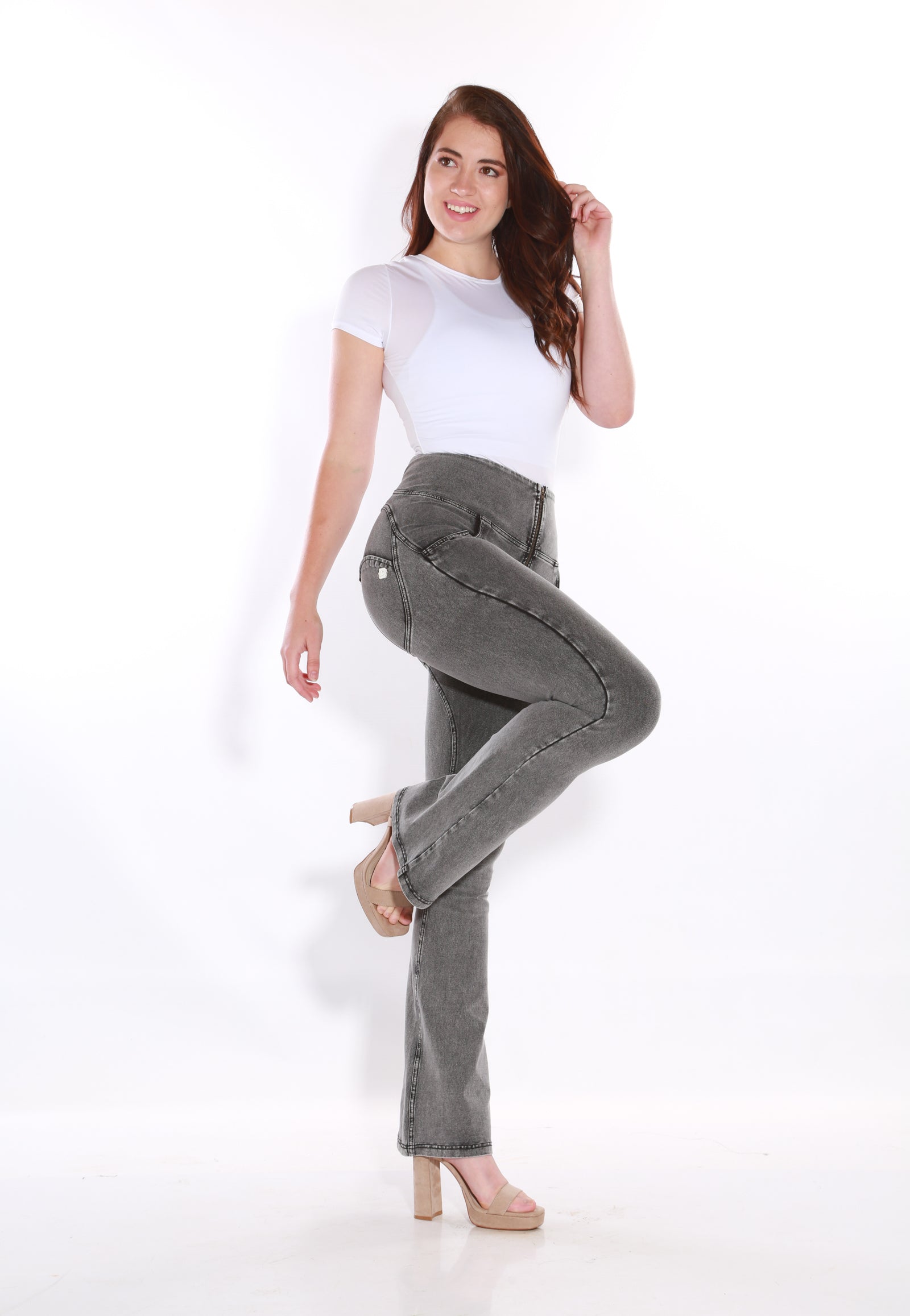High Waist Bootleg Butt Lifting Flare Shaping Jeansjeggings Black